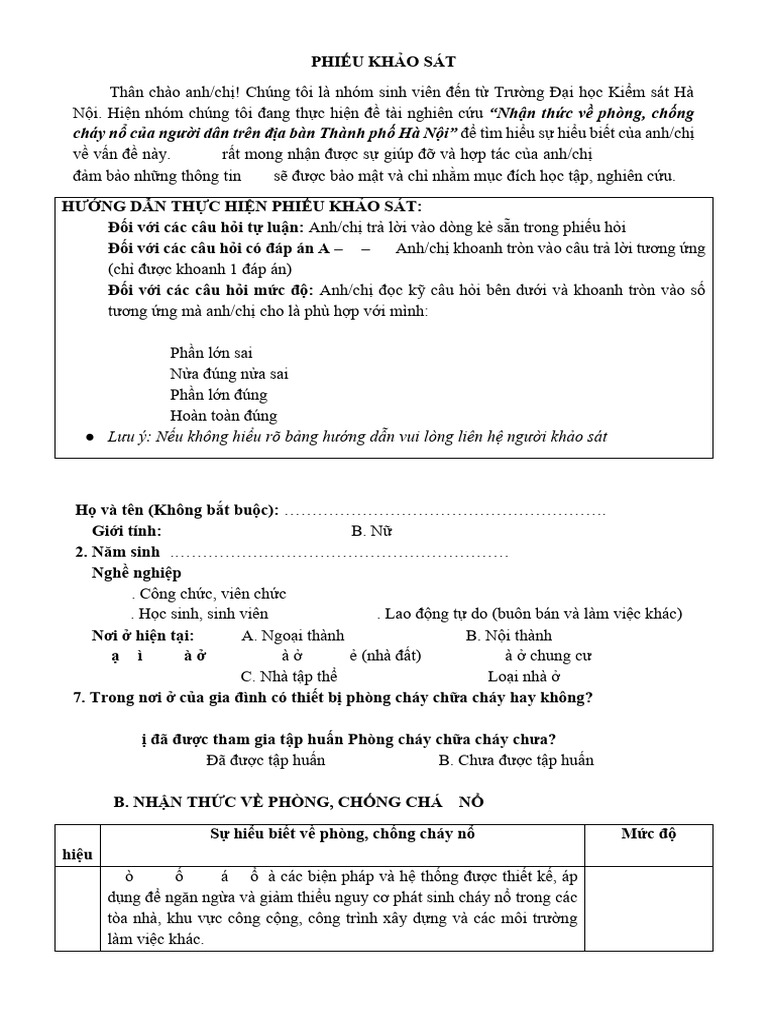 phiếu khảo sát NCKH 2023. VIP PRO | PDF