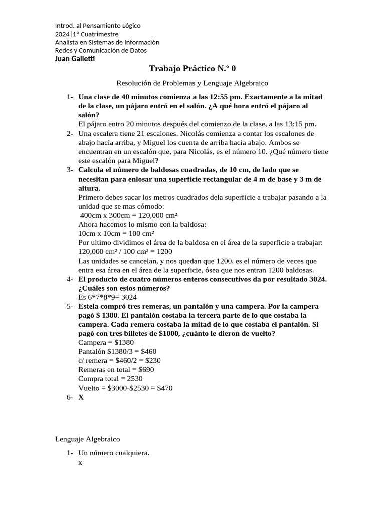 Trabajo Práctico N0 Int Pen Log | PDF