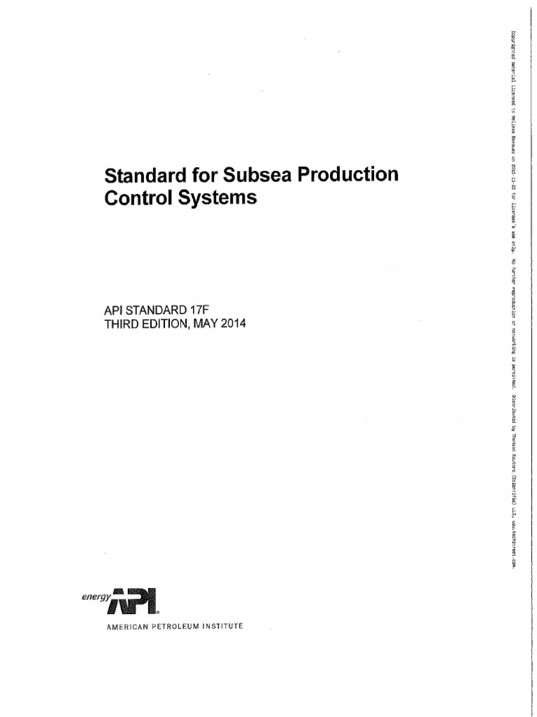 Segment 001 of API RP 17F (STD For Subsea Production Control System ...