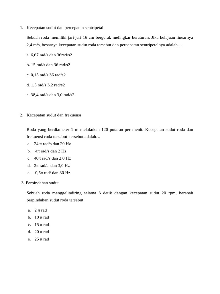 Latihan Uh Fsika Gerak Melingkar | PDF