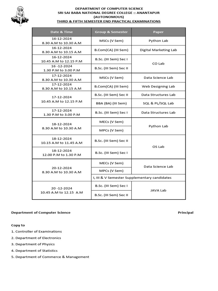 Computer Science Practical Exam Schedule | PDF | Data | Data Management
