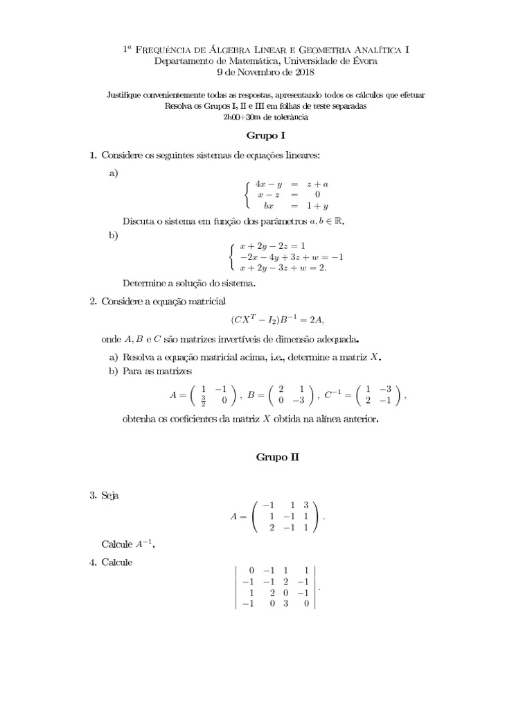 1 Freq Algebra Linear 2018 2019 PDF | PDF