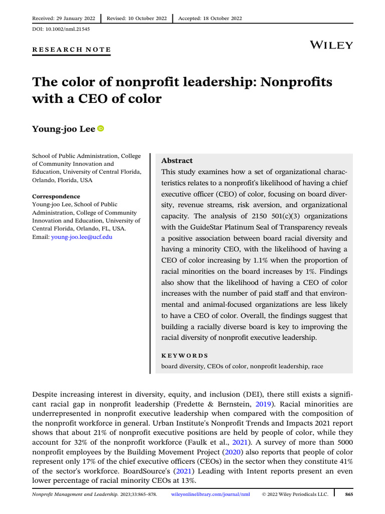 The color of nonprofit leadership Nonprofits with a CEO of color ...