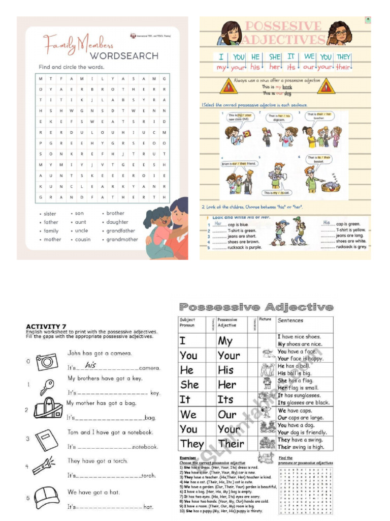 Possessive Adjectives With Family Nivel Medio 9na Semana | PDF