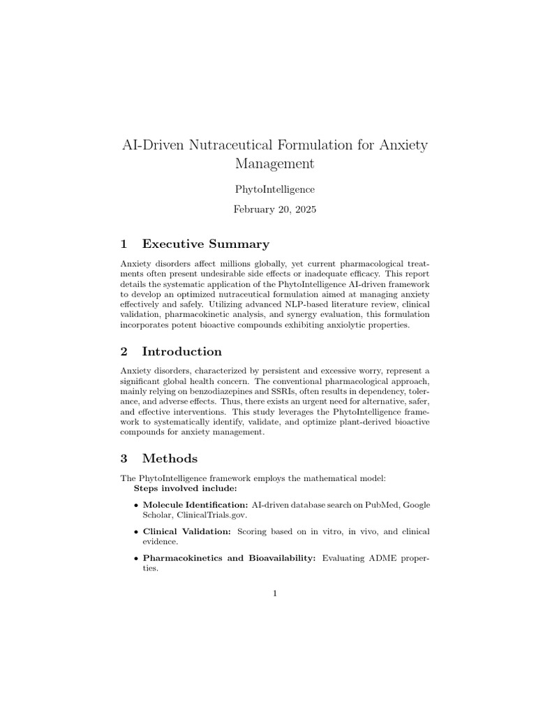 AI-Driven Nutraceutical Formulation For Anxiety Management | PDF ...