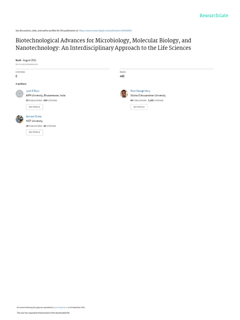 Biotechnological Advances For Microbiology, Molecular Biology, and Nanotechnology: An ...