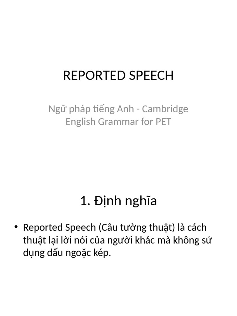 Reported Speech PET | PDF