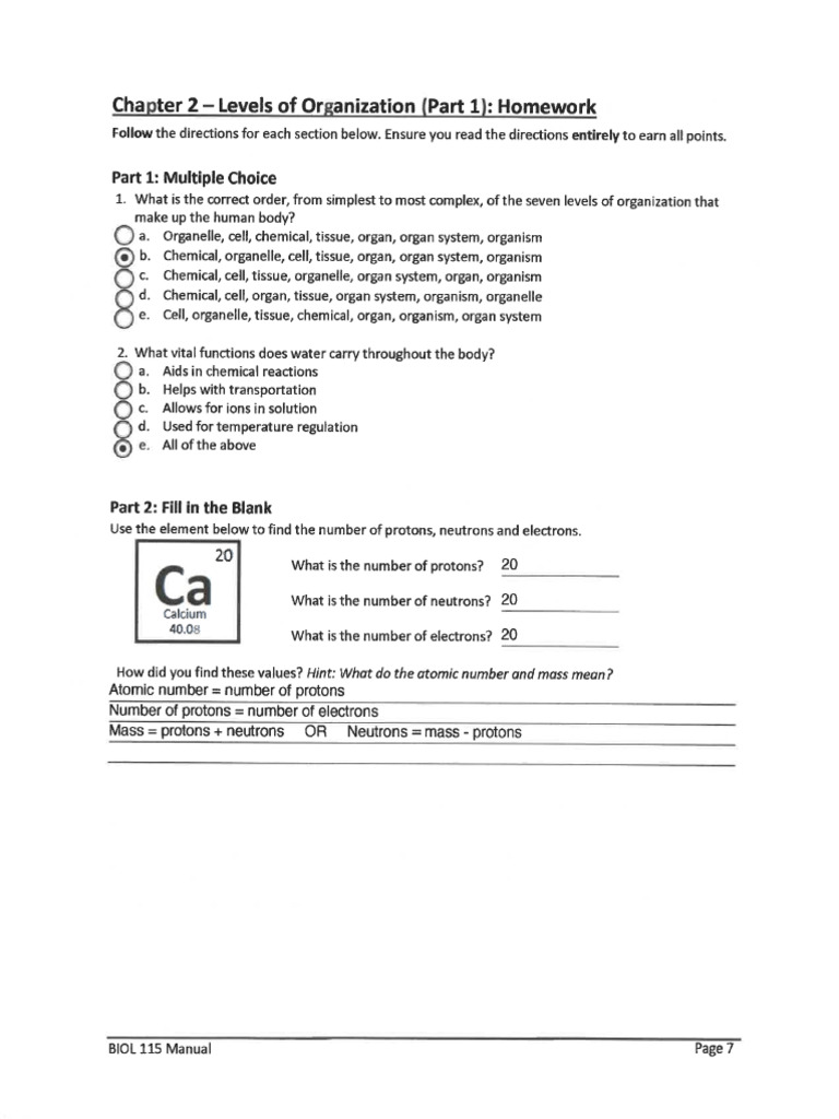 BIOL 115 - Chapter 2 - Answers | PDF
