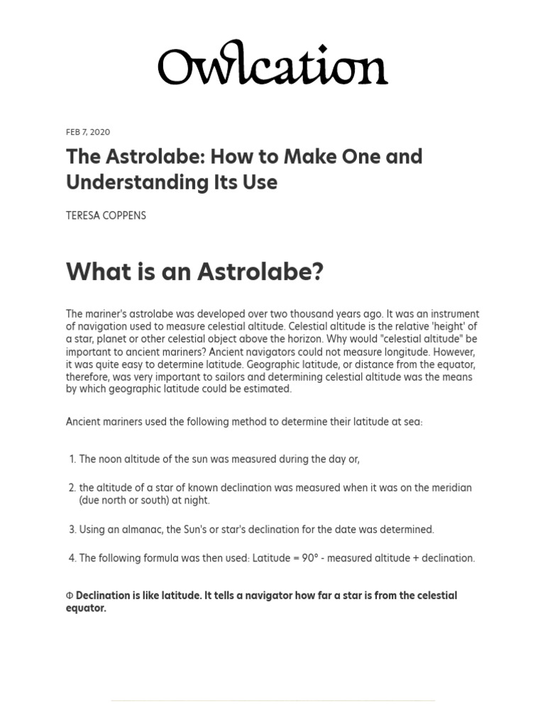How to Make and Use an Astrolabe | PDF | Trigonometry | Astronomy