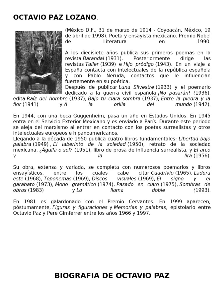 Biografia Octavio Paz | PDF