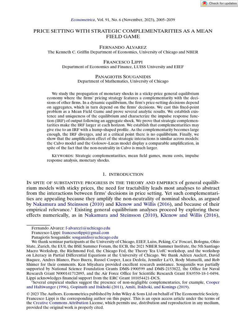 Econometrica - 2023 - Alvarez - Price Setting With Strategic ...