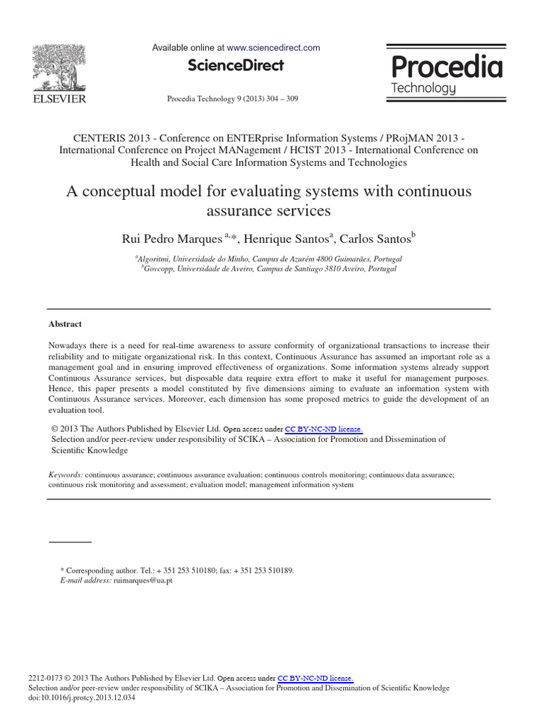 A Conceptual Model For Evaluating Systems With Continuous 2013 Procedia ...