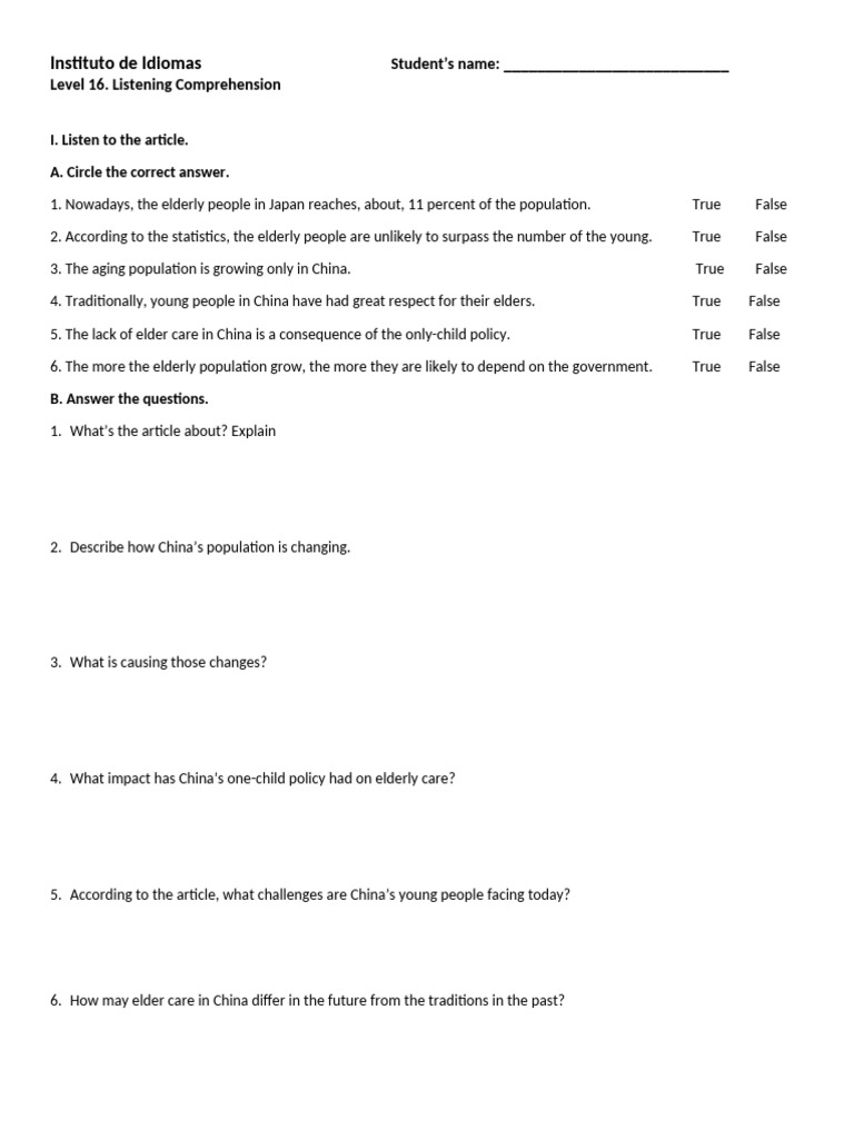 Listening Comprehension Exercises | PDF