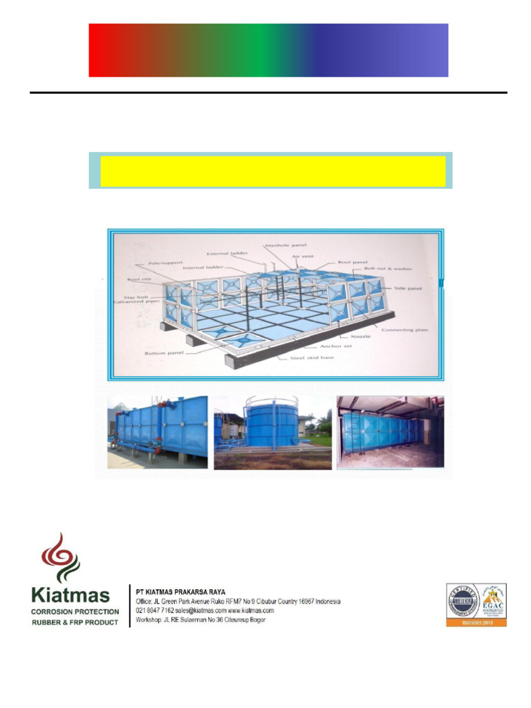 GRP Panel Tank KIATMAS - Product Information | PDF | Fiberglass | Water