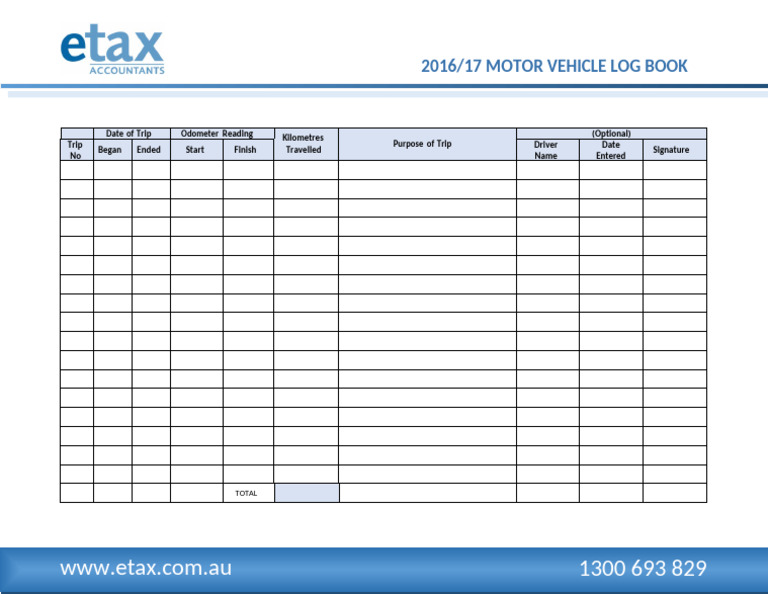 2017 Motor Vehicle Log Book Word | PDF