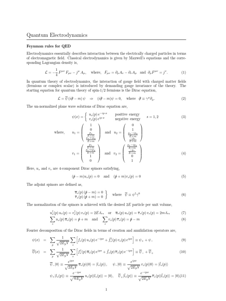Qed Pdf Quantum Electrodynamics Gauge Theory