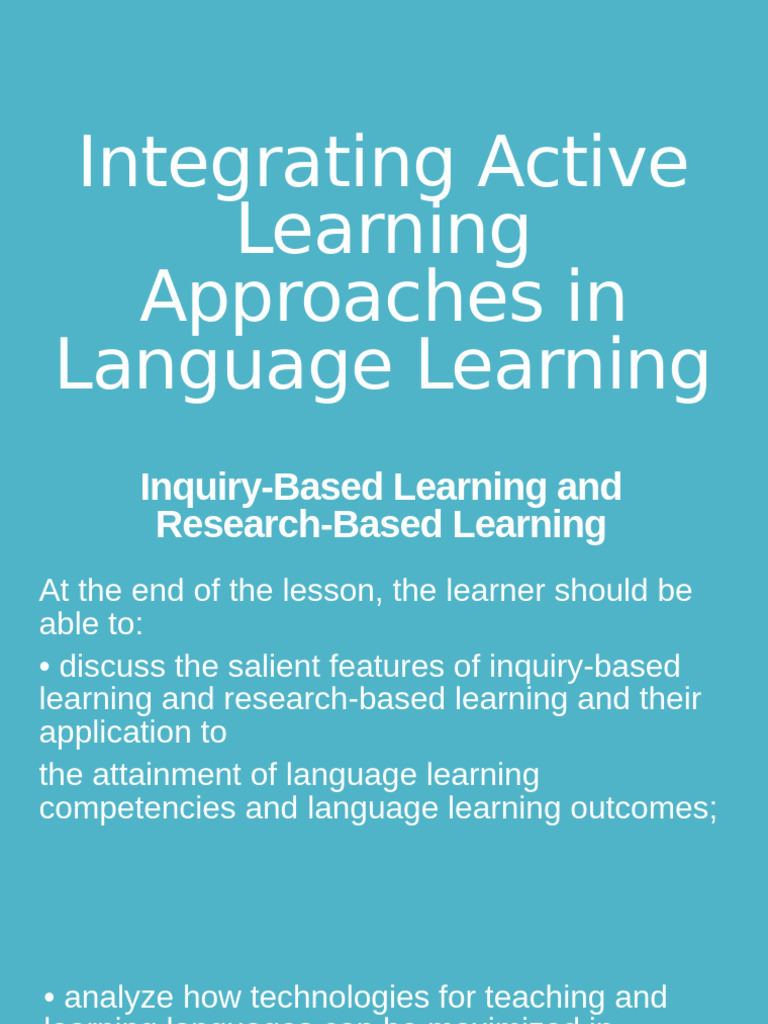 Integrating Active Learning Approaches in Language Learning | PDF | Inquiry Based Learning ...