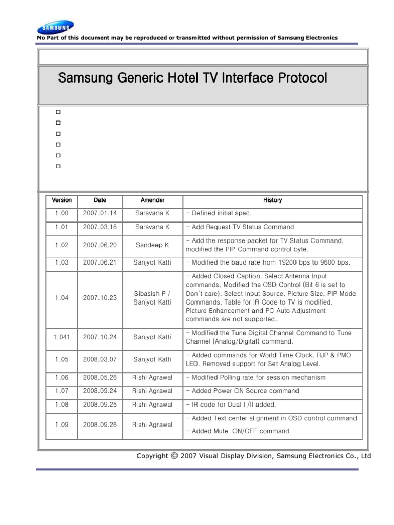 (Samsung Generic) - Samsung Generic Hotel TV Interface Protocol - V1.32 ...