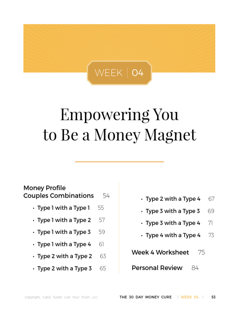 30-Day-Money-Cure-Workbook-Week-04 | PDF | Extraversion And Introversion | Investing