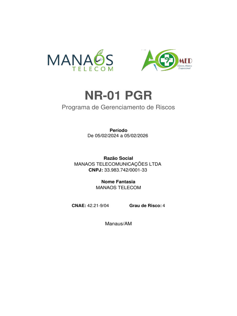 PGR MANAOS TELECOM | PDF | Ambiente natural | Emergência