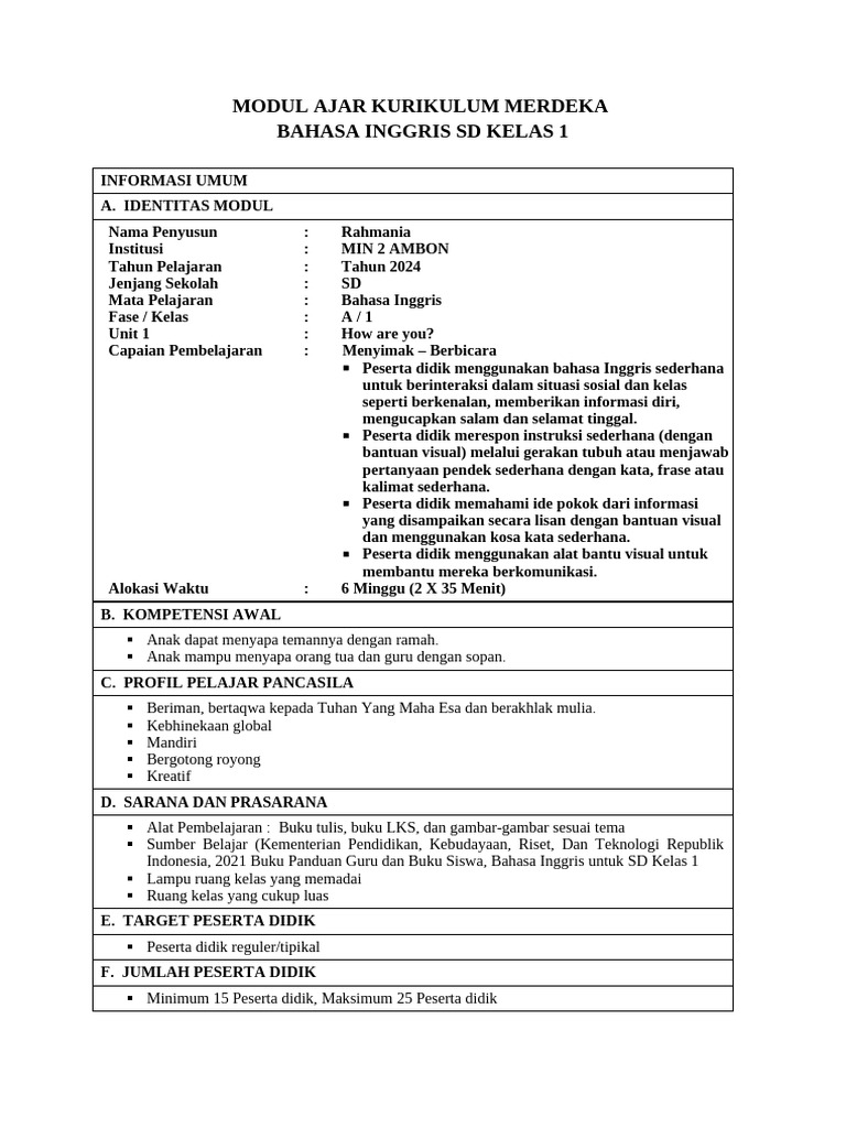 Modul Ajar BAB 1 | PDF