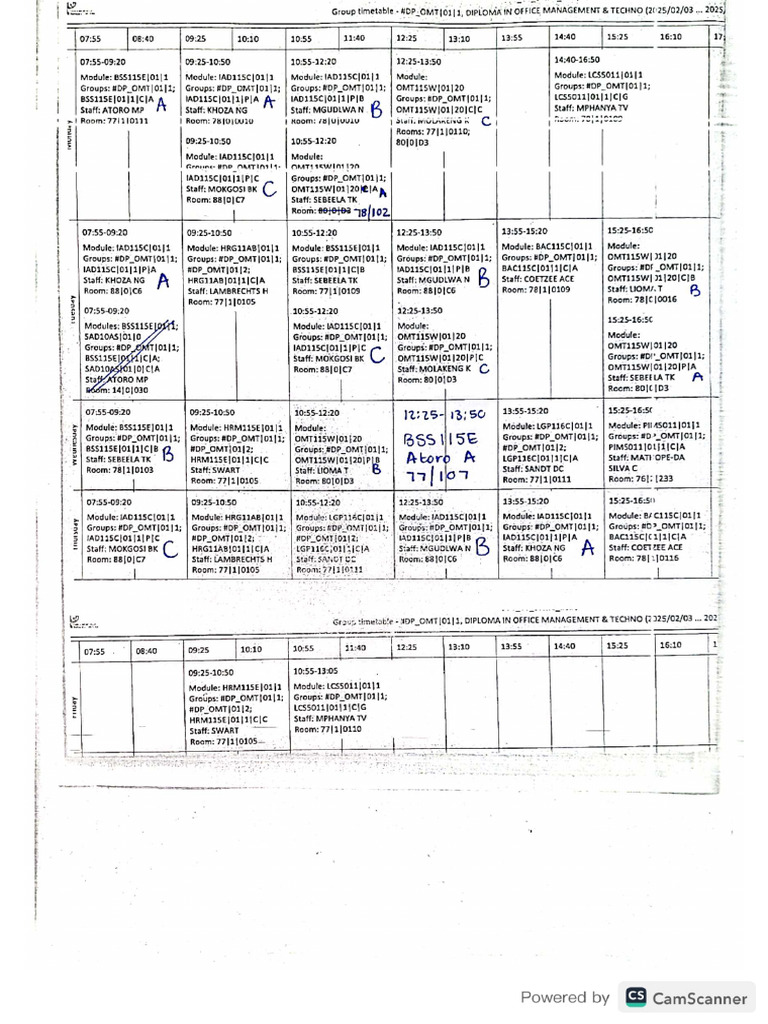 1ST YEAR Group Timetable | PDF