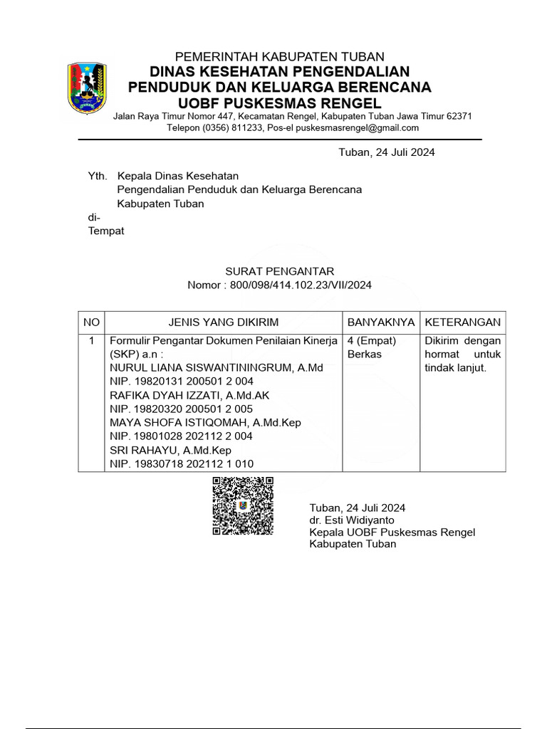 202407240509512024072403595324.07.2024. Surat Pengantar TTD Kadinkes SKP Nurul DKK | PDF