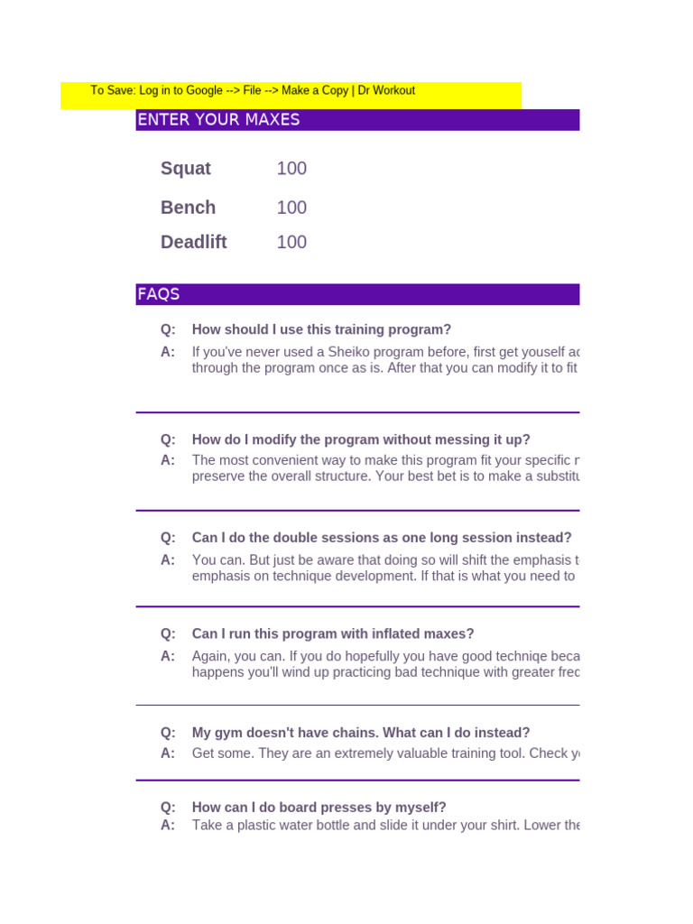 Sheiko Advanced Medium Load - DR Workout | PDF | Management Of Obesity ...