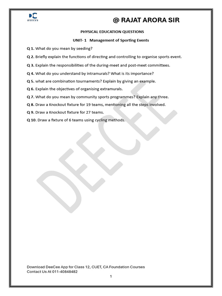 Physical Education Event Management Guide | PDF | Sports