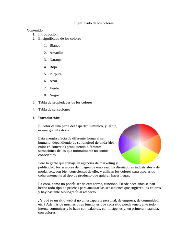 Significado de Los Colores | PDF | Color | Amor