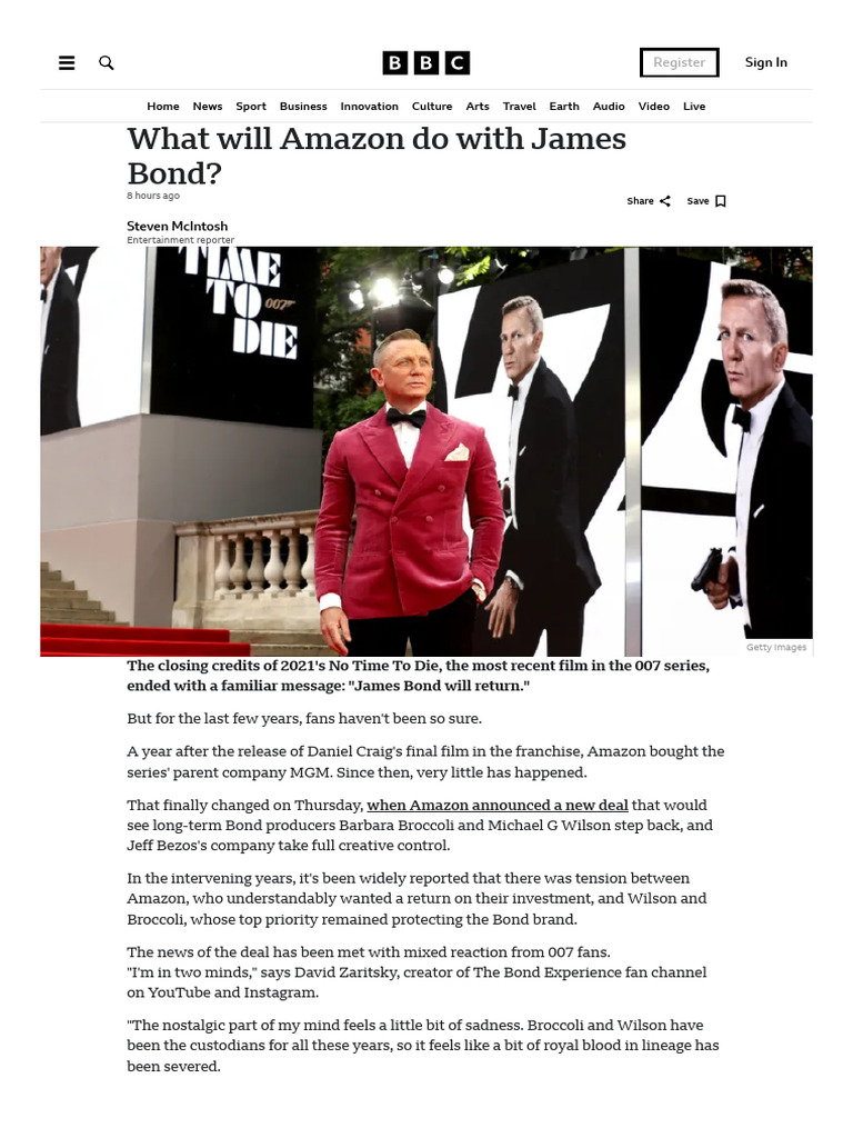 Amazon Takes Control of James Bond Franchise | PDF | Star Wars | James Bond