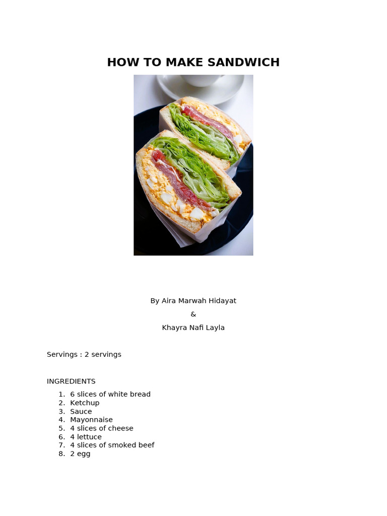 How To Make Sandwich | PDF