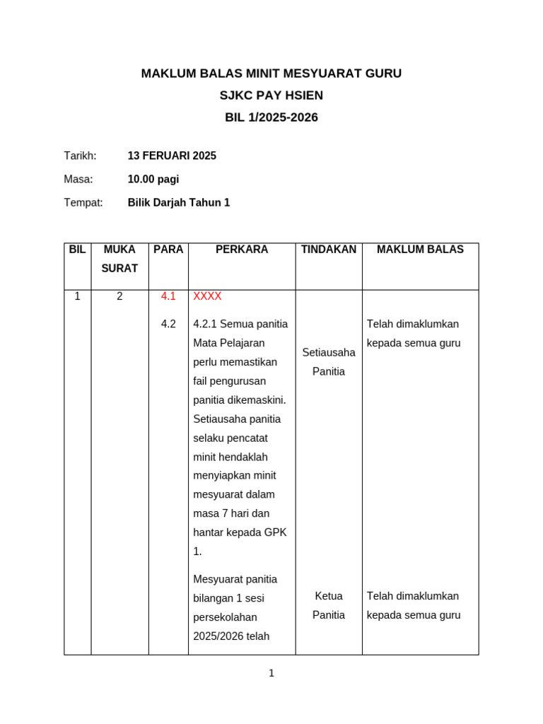 Maklumbalas Mesy - Guru 1-2025 | PDF