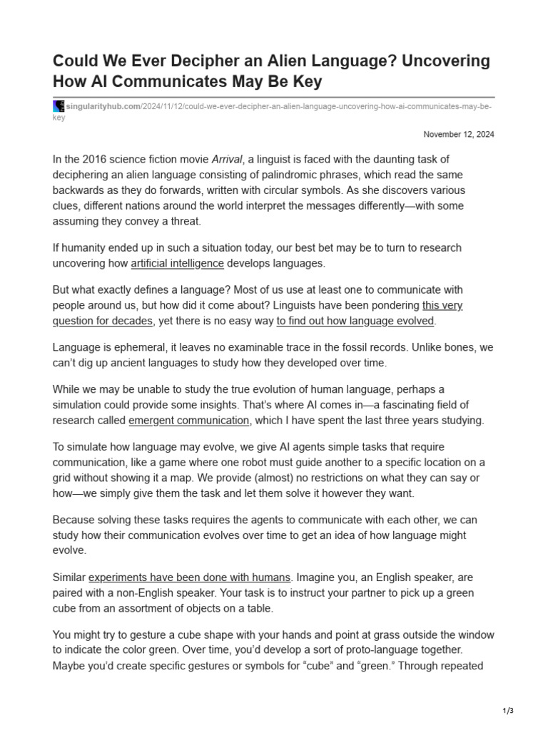 Could We Ever Decipher An Alien Language Uncovering How AI Communicates ...