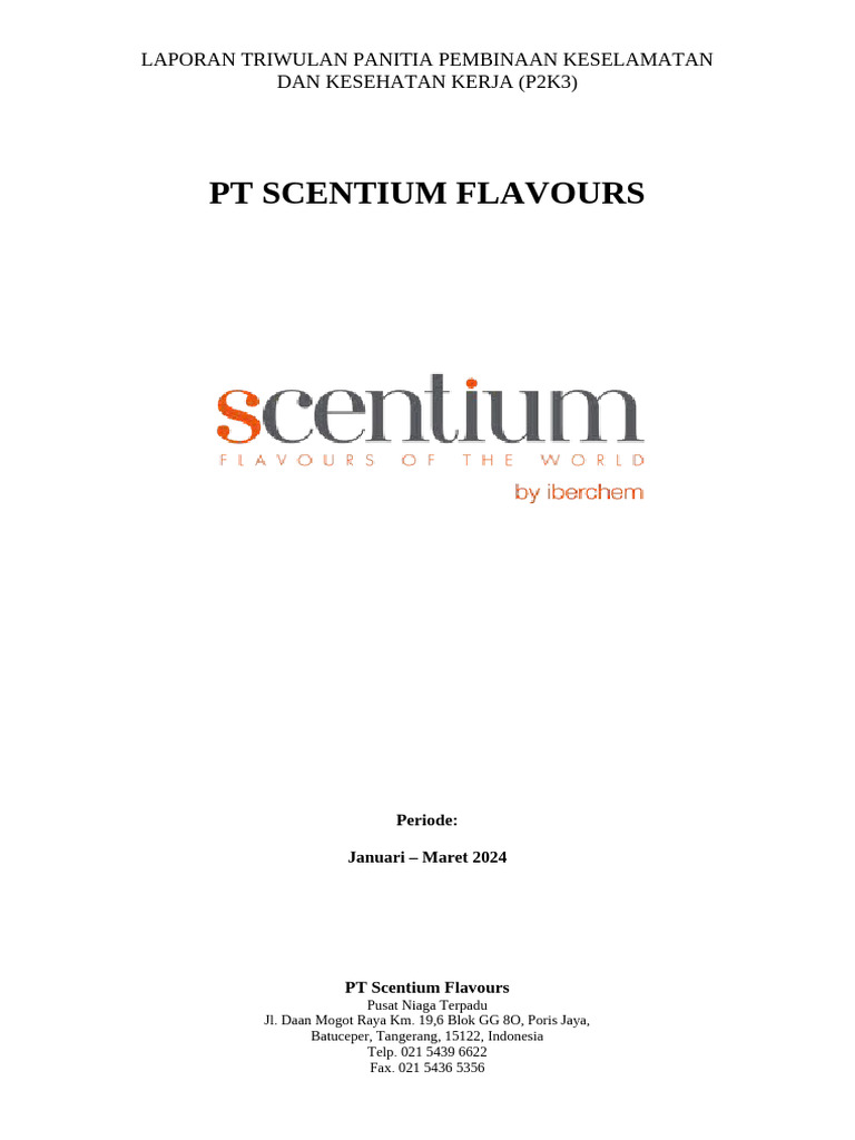Laporan P2K3 Disnaker SCFL Jan-Mar 2024. | PDF