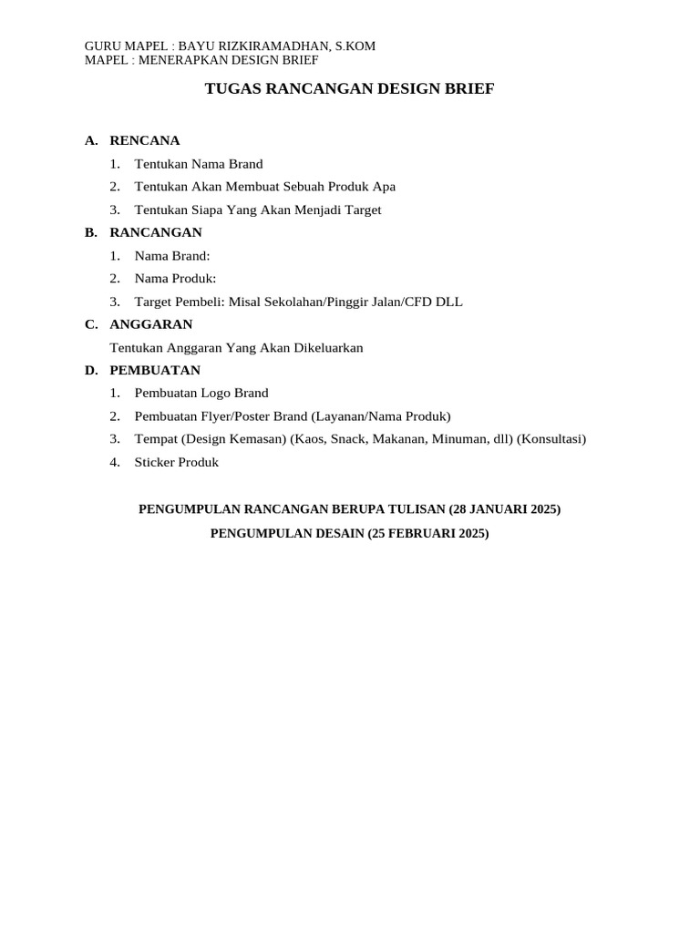 Tugas Rancangan Design Brief | PDF