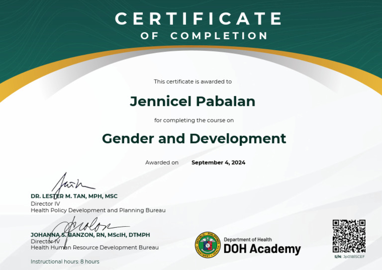 Gender and Development Course Certificate | PDF