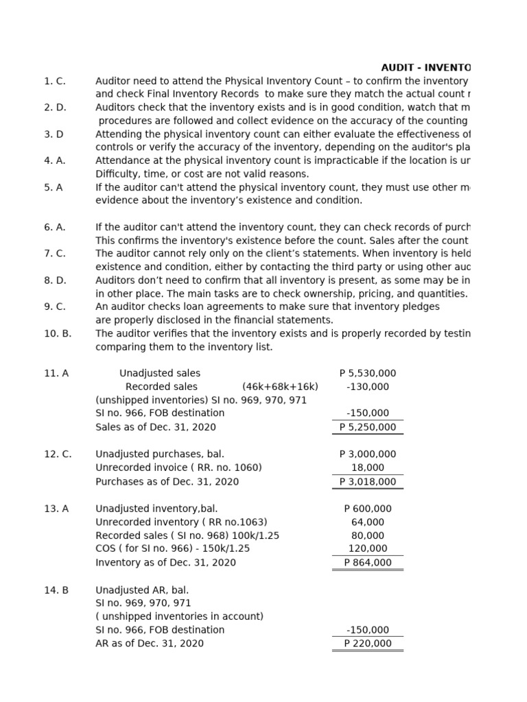 AUDIT - INVENTORIES | PDF | Inventory | Audit
