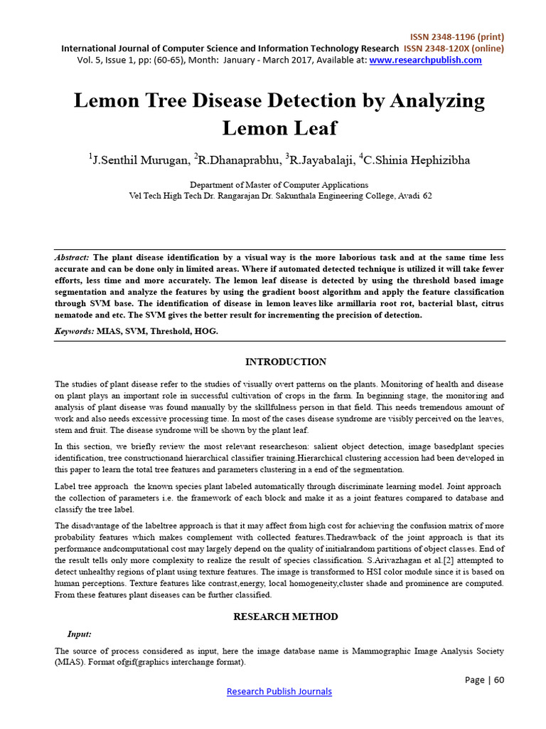 Lemon Tree Disease Detection-4387 (1) | PDF | Image Segmentation ...