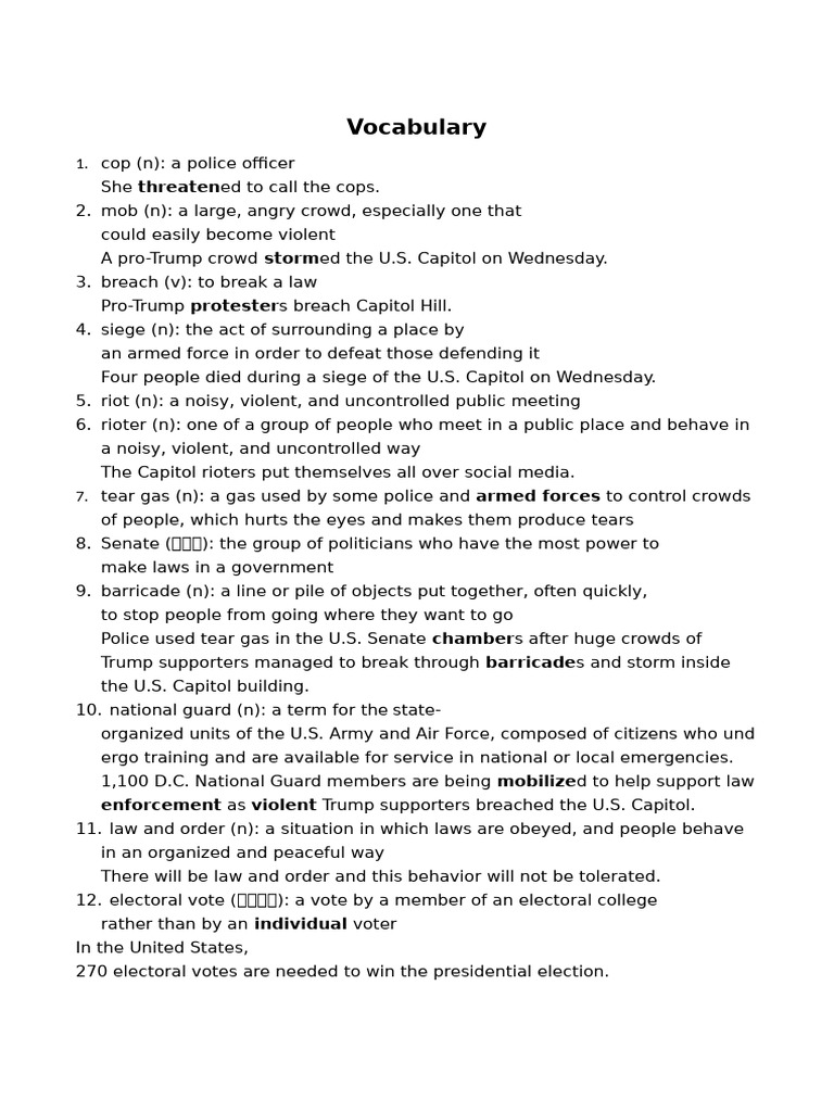 Vocabulary About Violence | PDF | Social Conflict | Political Events