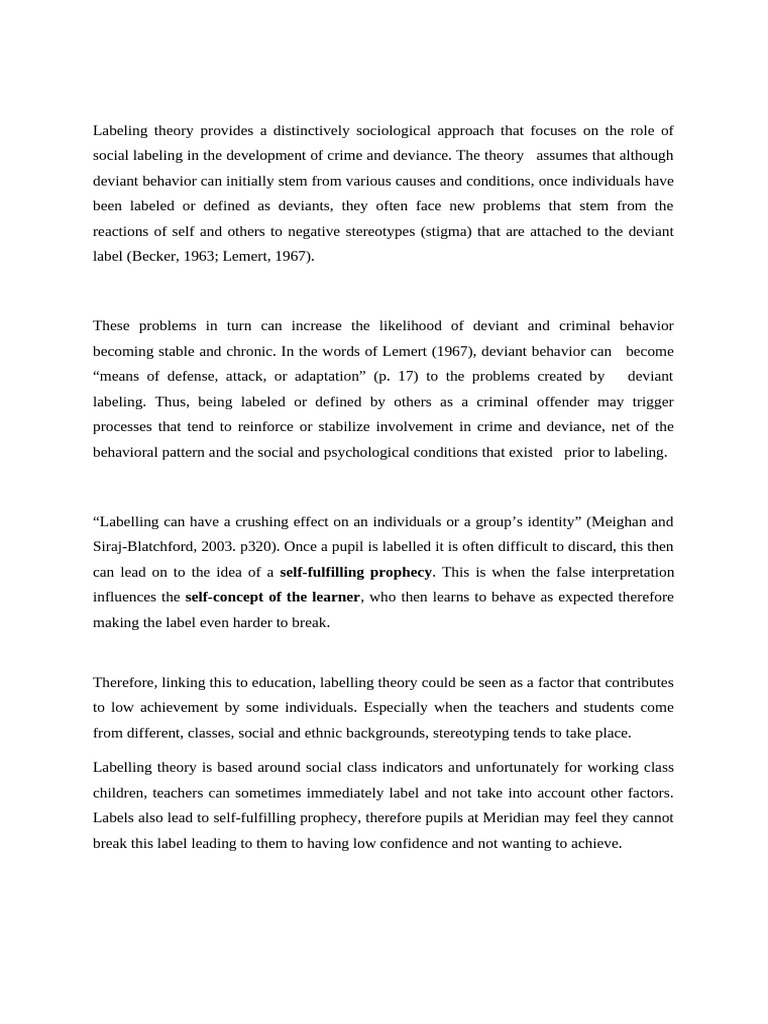 Becker Labelling Theory | PDF | Deviance (Sociology) | Popular Psychology