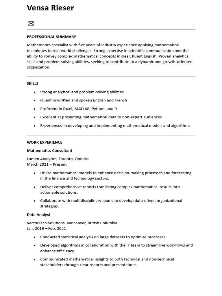 Mathematics Specialist with Industry Experience | PDF