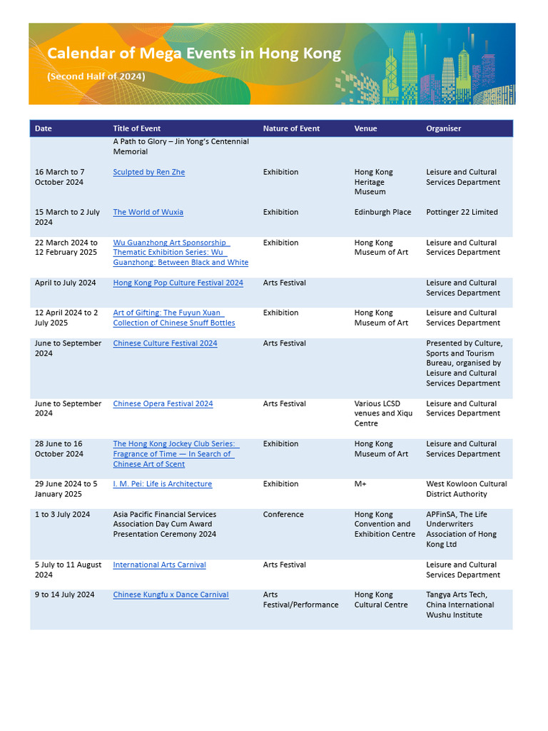 Hong Kong Mega Events Calendar 2024 | PDF | Hong Kong