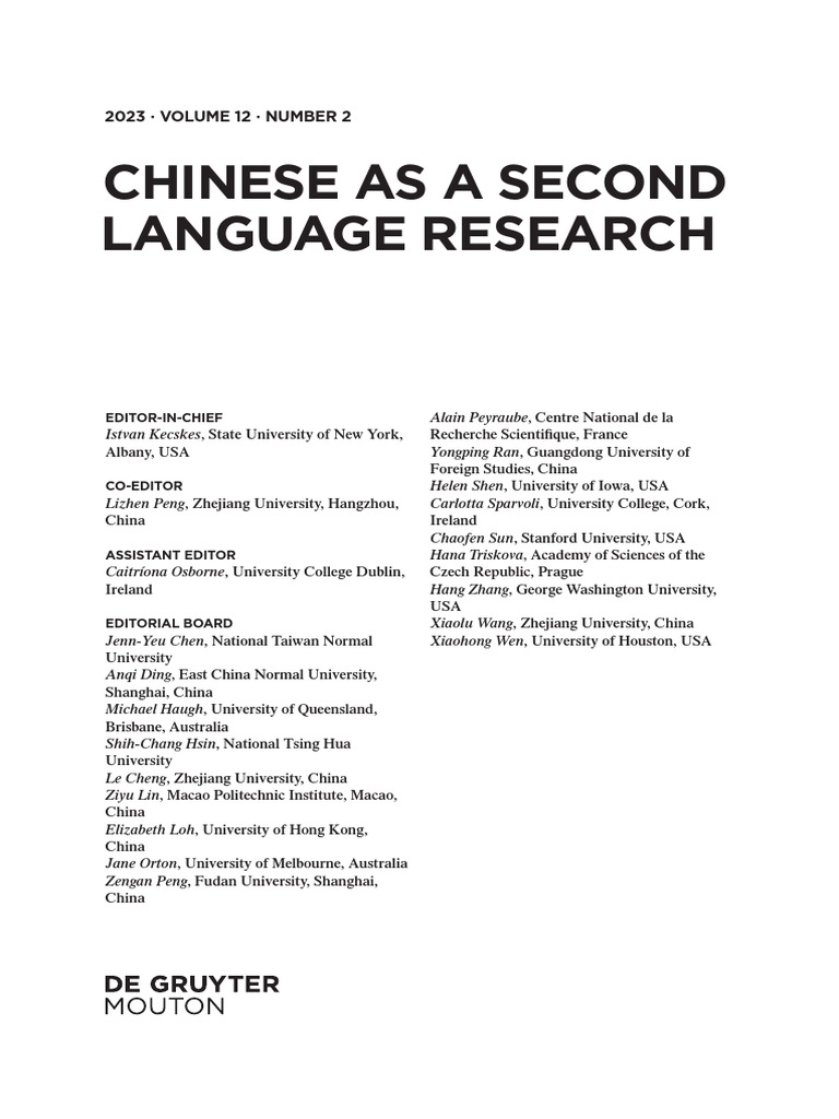 Chinese As A Second Language Research | PDF | Open Access