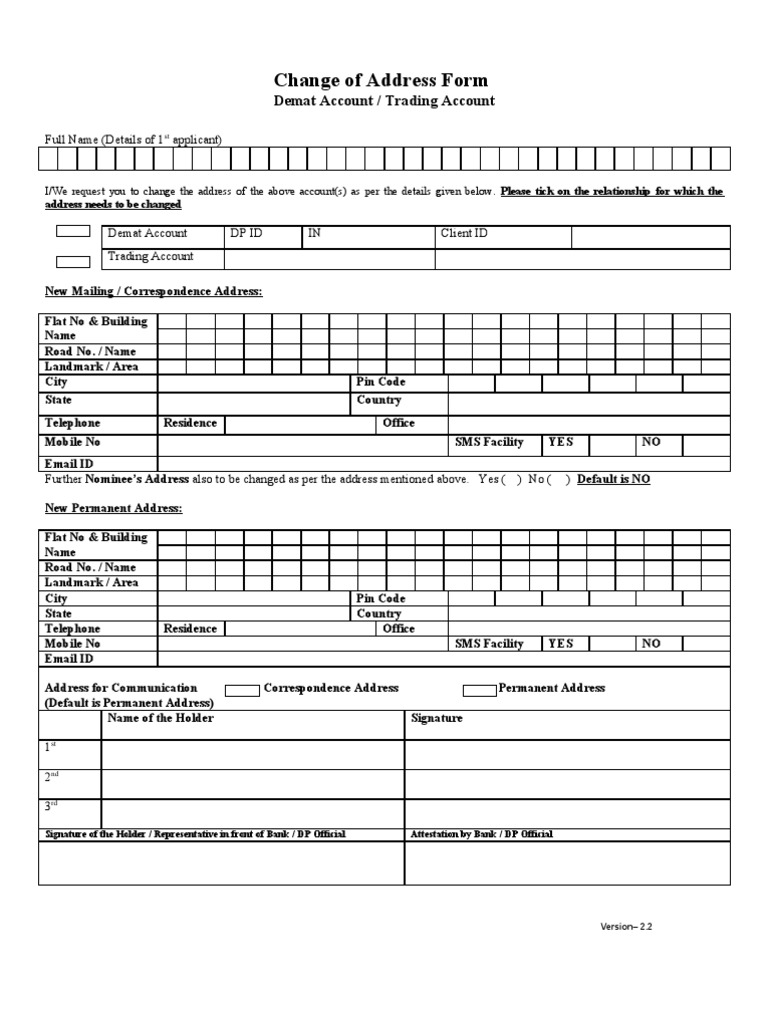 Change of Address Form | PDF | Identity Document | Service Industries