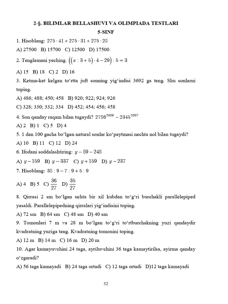 5,6,7,8,9 Bilimlar Bellashuvi Kitob-52-84 | PDF | Religious ...