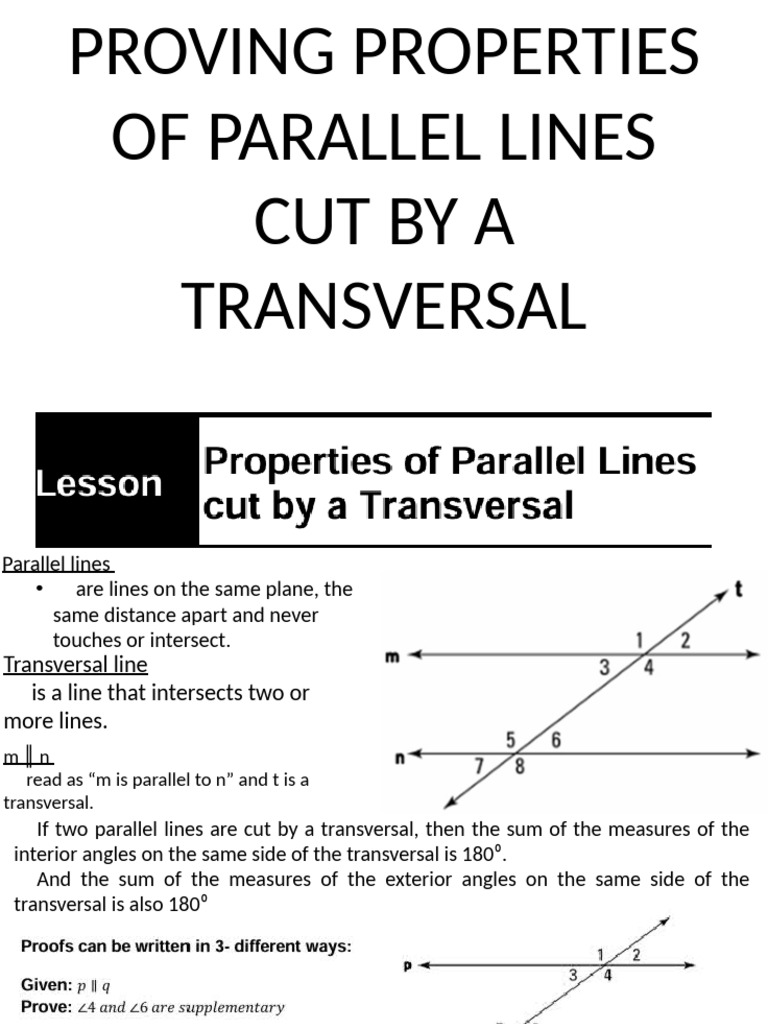 Parallel Lines Cut by A Transversal | PDF