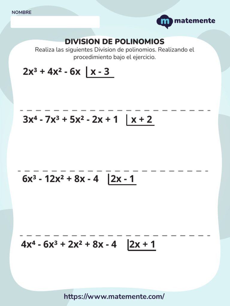 Ejercicios de Division de Polinomios | PDF