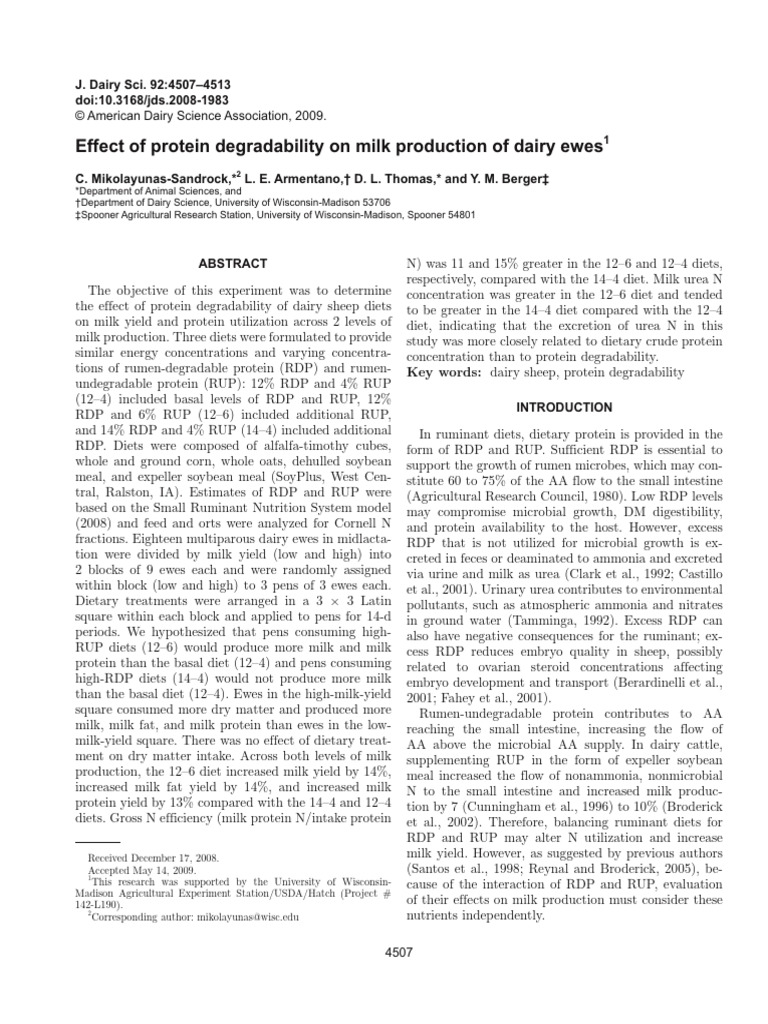 PC degradability and Milk production | PDF | Milk | Soybean
