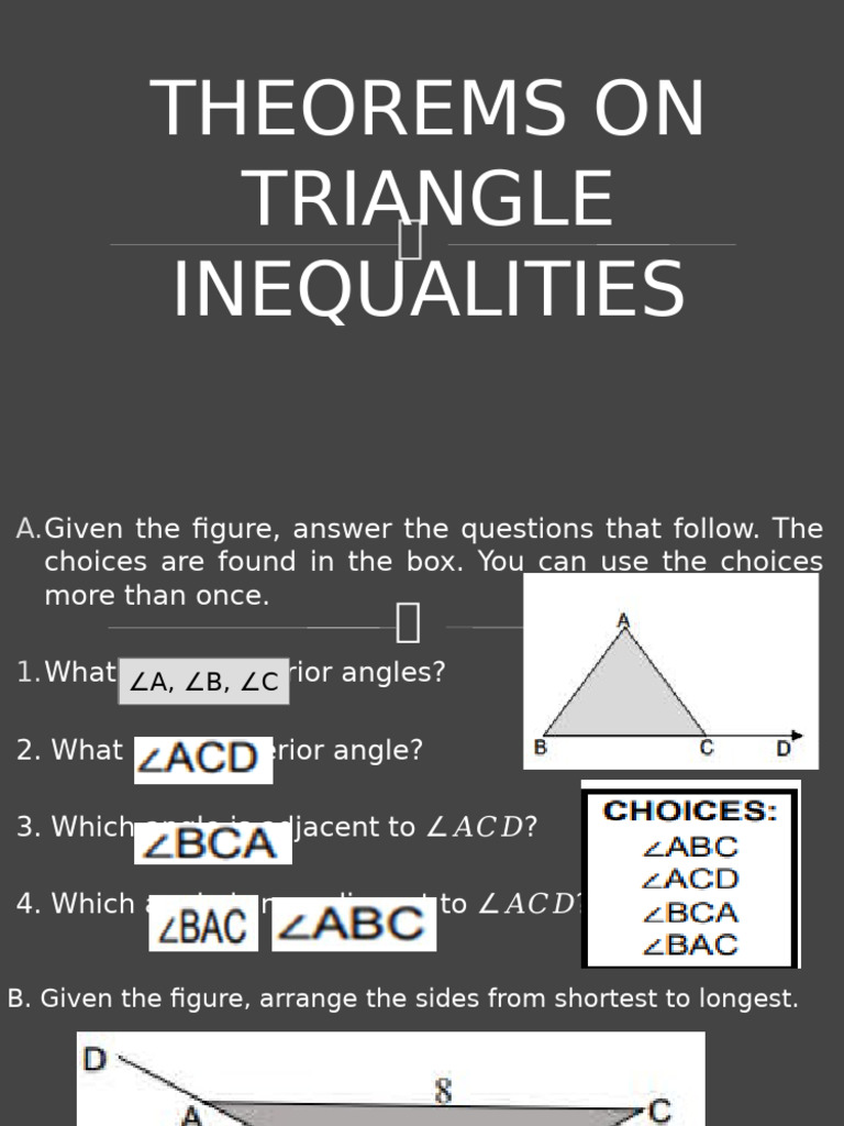 Exterior Angle Inequality Theorem 1 | PDF | Angle | Triangle